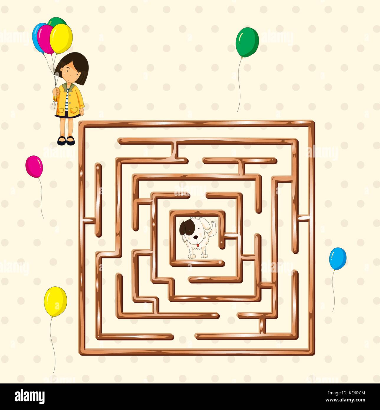 Illustration of a puzzle game template with a girl Stock Vector Image ...