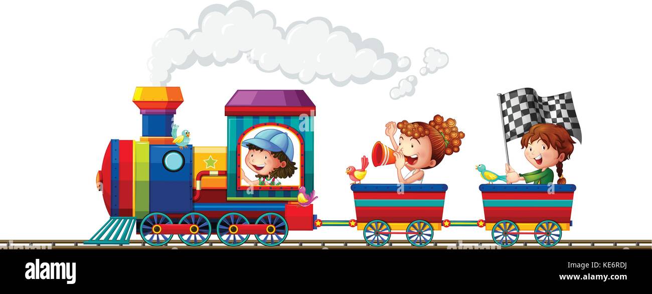 Children riding on the train Stock Vector Image & Art - Alamy