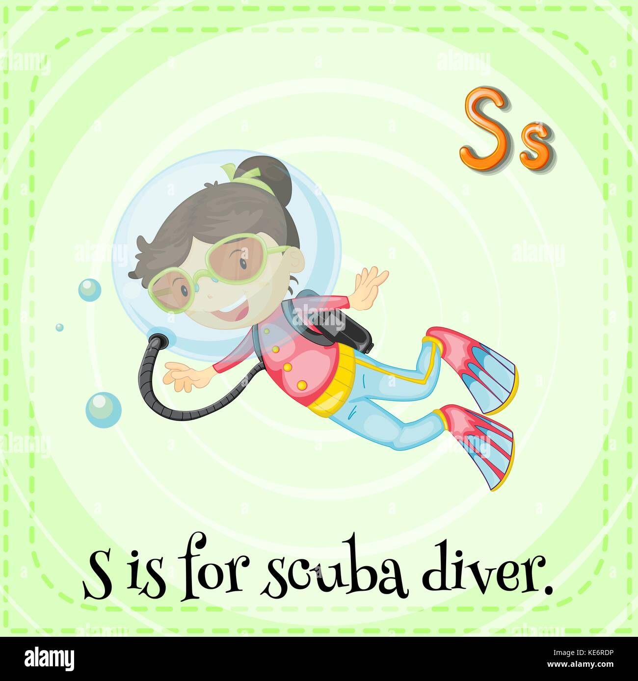 Flashcard of alphabet S is for scuba diver Stock Vector Image & Art - Alamy