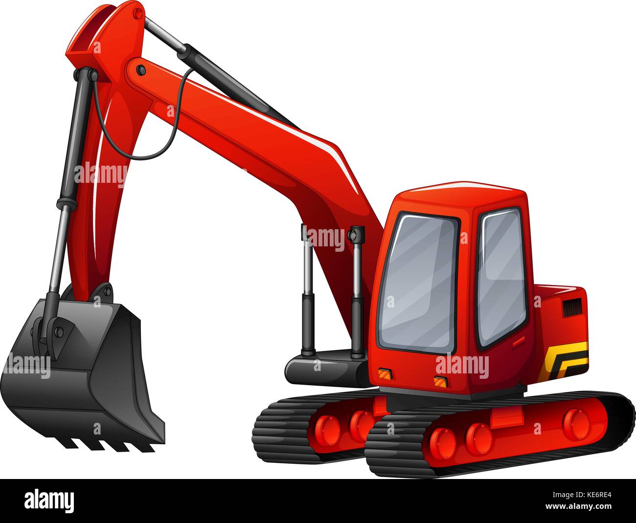 Close up red excavator with metal shovel Stock Vector Image & Art - Alamy