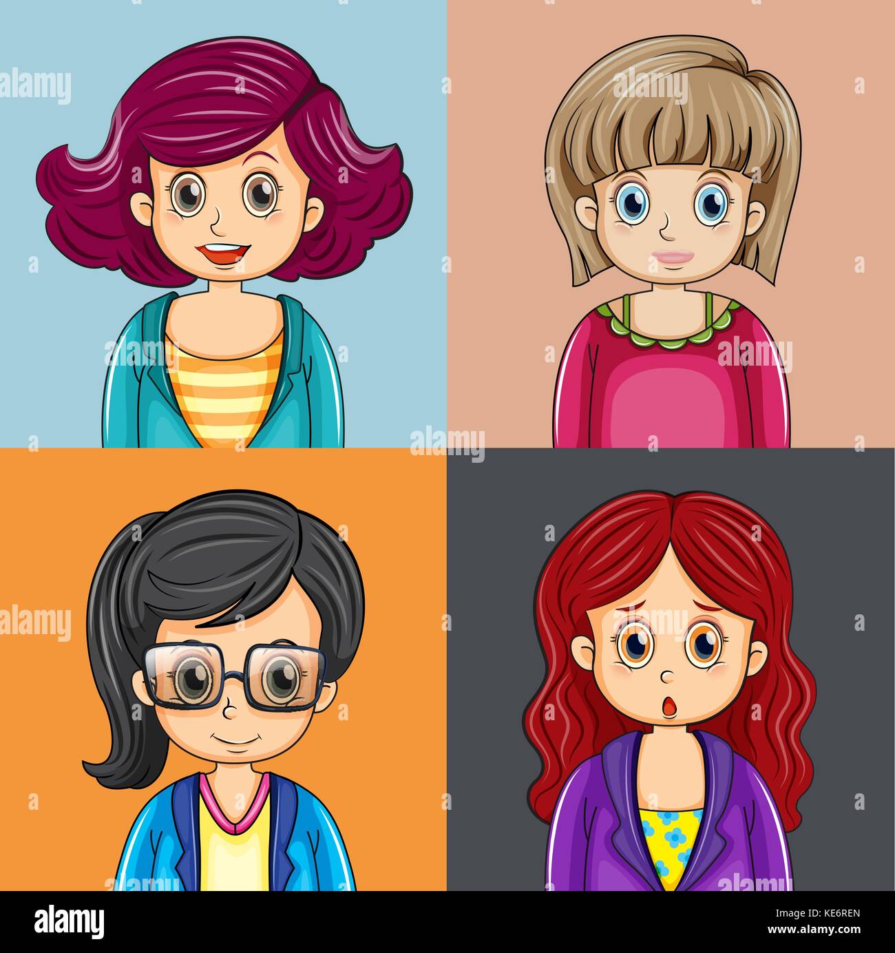 Illustration of four different women Stock Vector Image & Art - Alamy Illustration of four different women Stock Vector Image & Art - Alamy