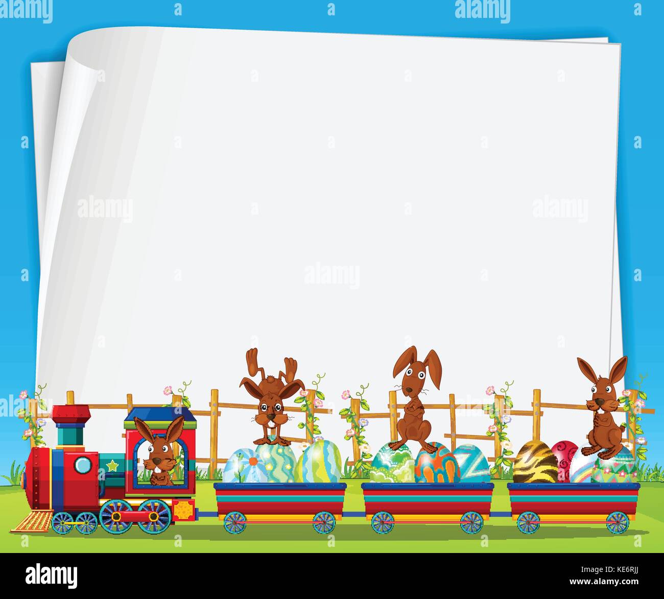 Banner with rabbits and train background Stock Vector Image & Art - Alamy