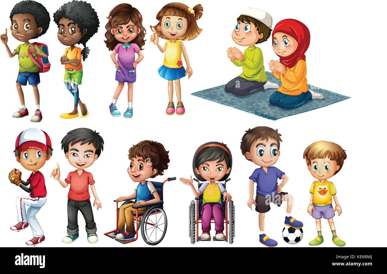 Many children in different actions Stock Vector Image & Art - Alamy