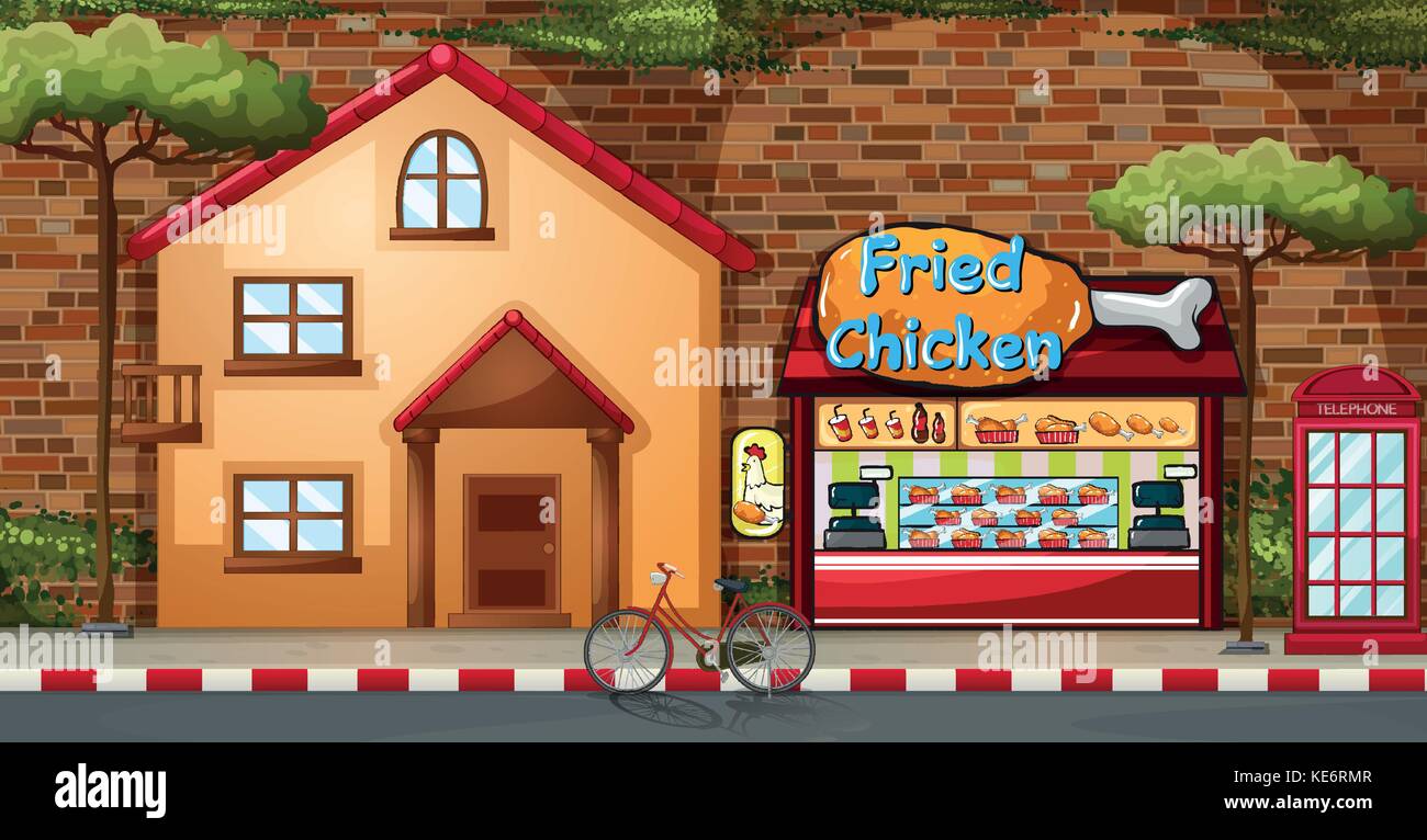 Fastfood shop and building by the road Stock Vector Image & Art - Alamy