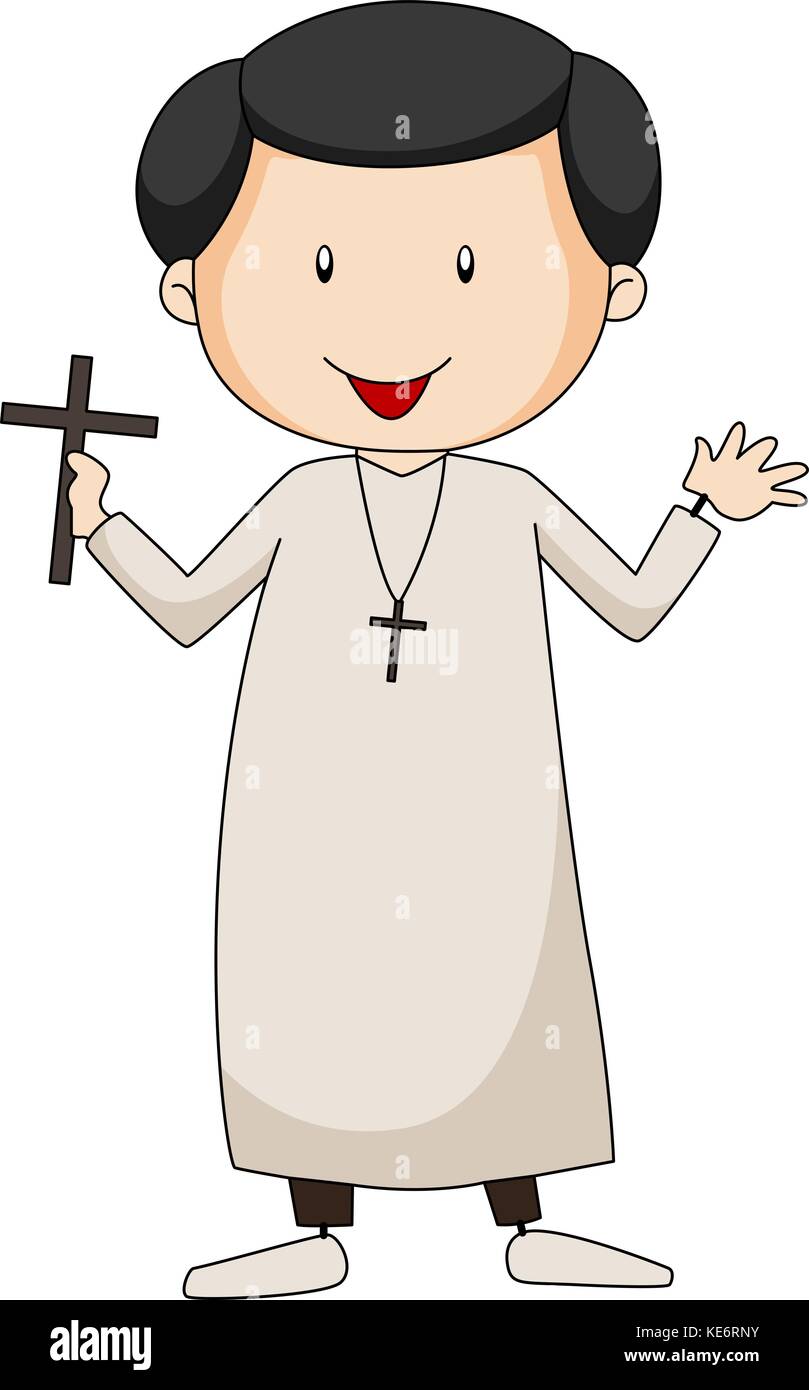 Priest holding a cross sign on a white background Stock Vector Image ...