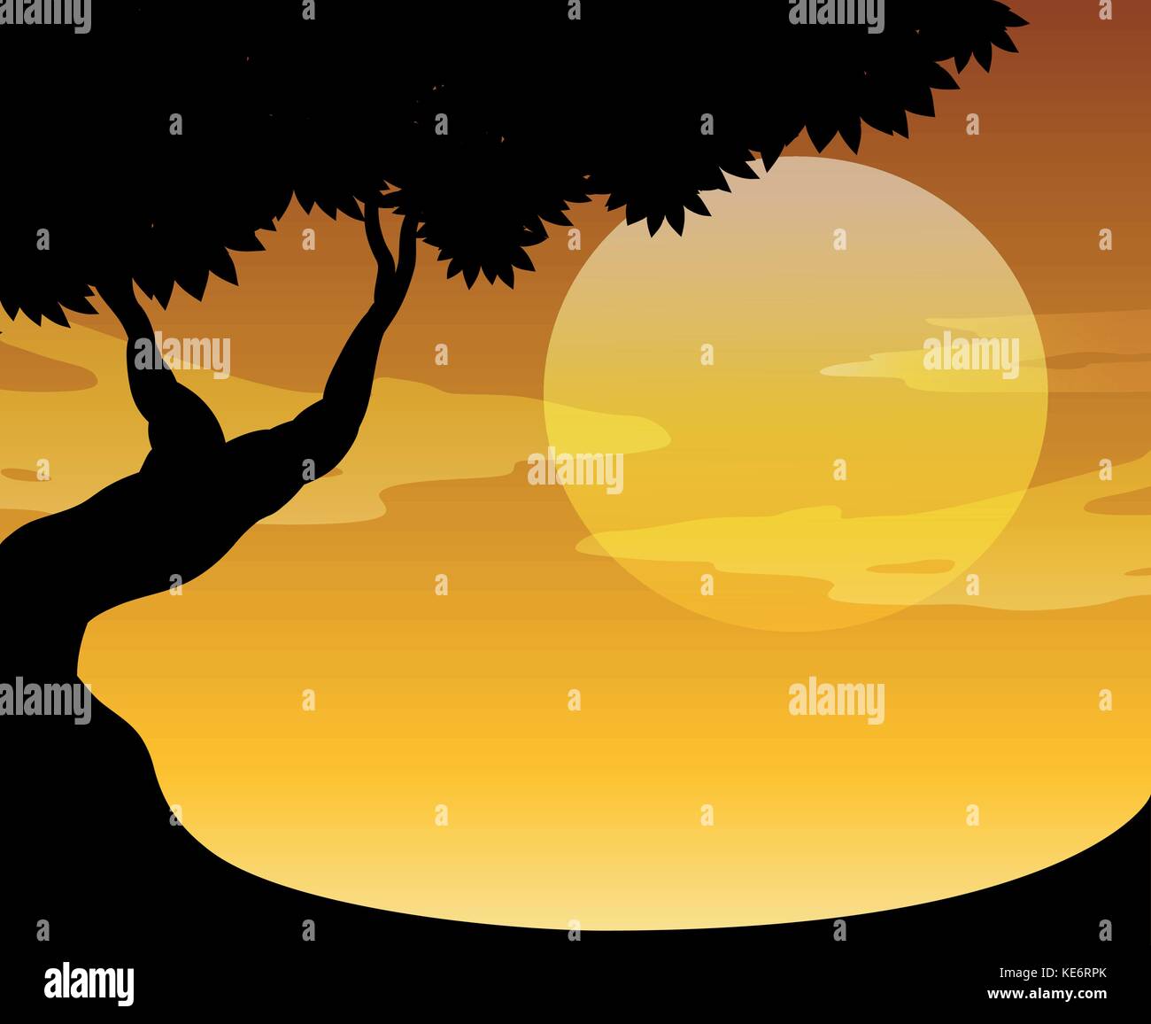 Field Sunset Silhouette Stock Vector Images - Alamy