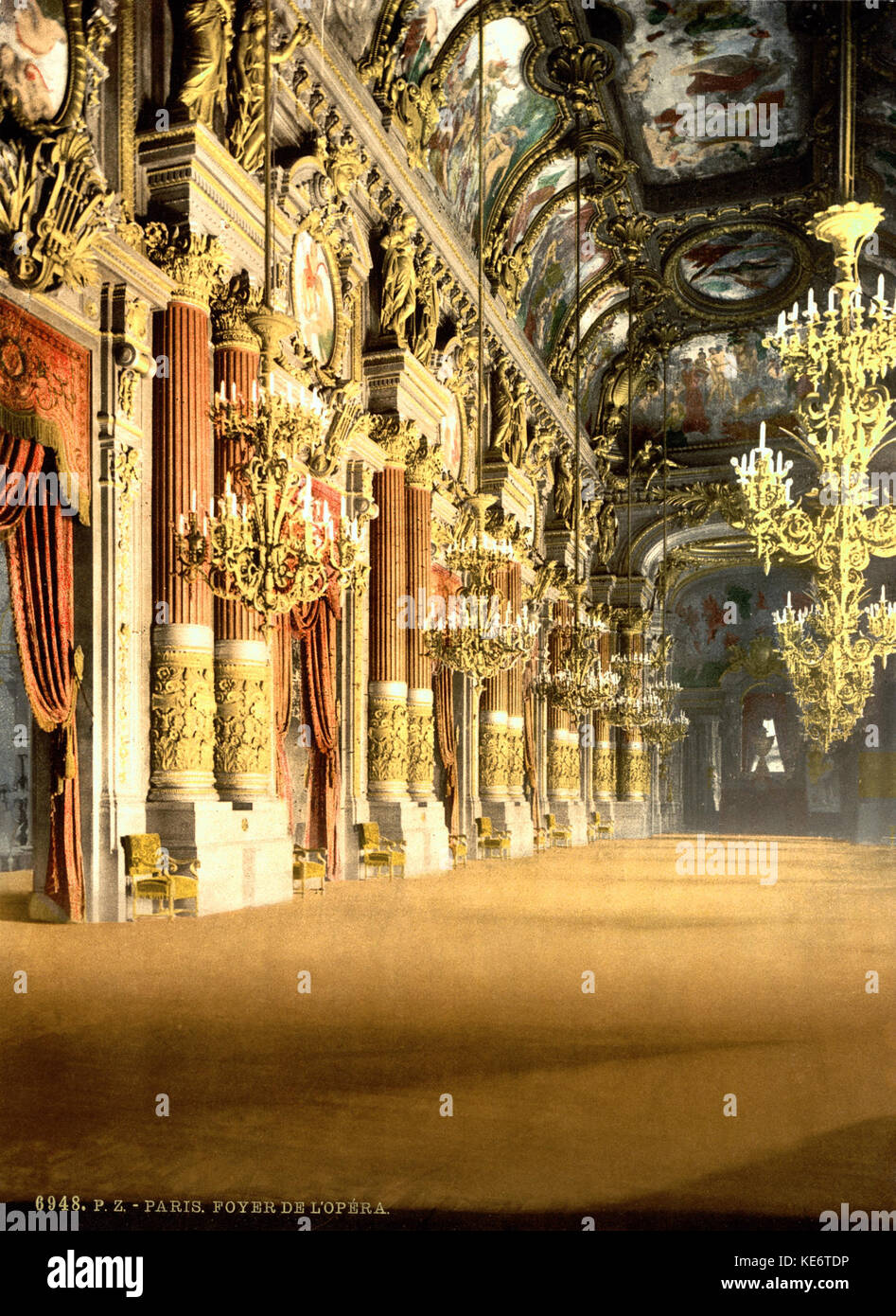 The Opera House, the foyer, Paris, France, ca. 1890 1900 Stock Photo ...