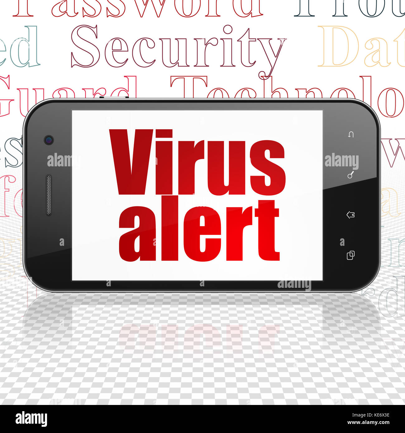 Security concept: Smartphone with Virus Alert on display Stock Photo ...