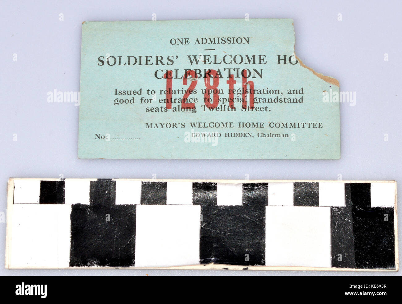 World War I Soldiers' Welcome Home Celebration Ticket for the 128th ...