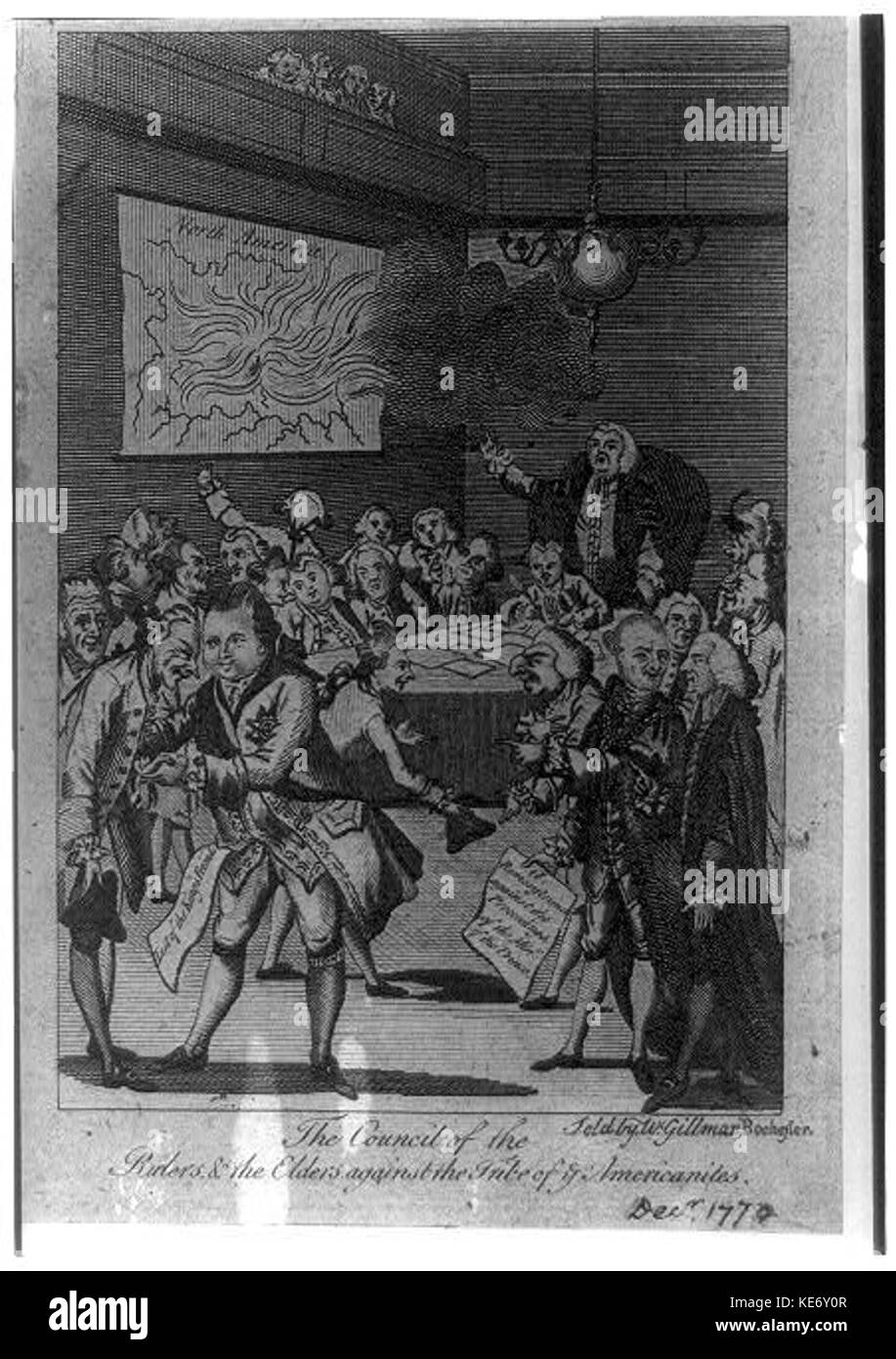 This historical document illustrates a meeting of rulers and elders ...