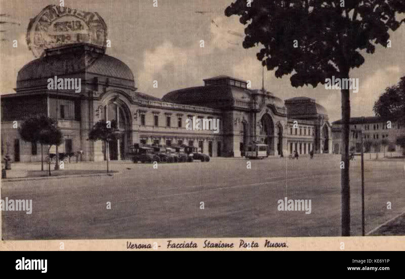 This historical photograph depicts the Stazione di Porta Nuova, a major ...