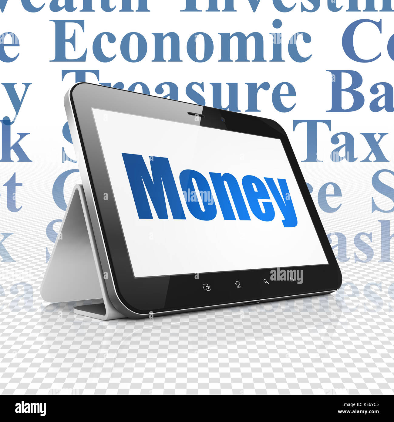 Banking concept: Tablet Computer with Money on display Stock Photo - Alamy