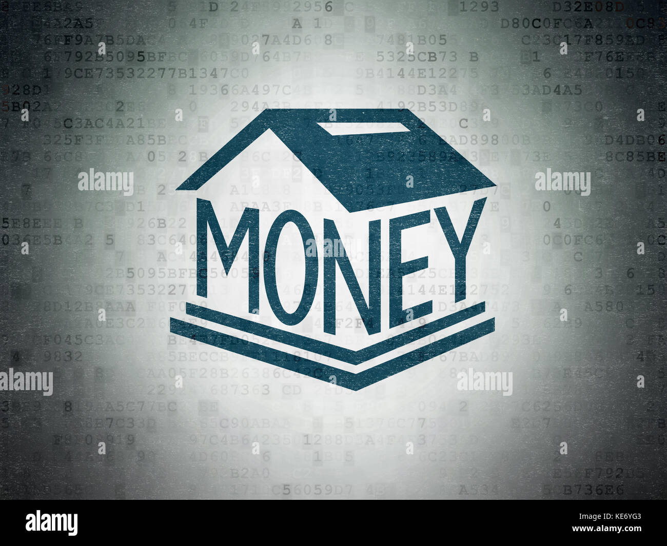 Banking concept: Money Box on Digital Data Paper background Stock Photo ...