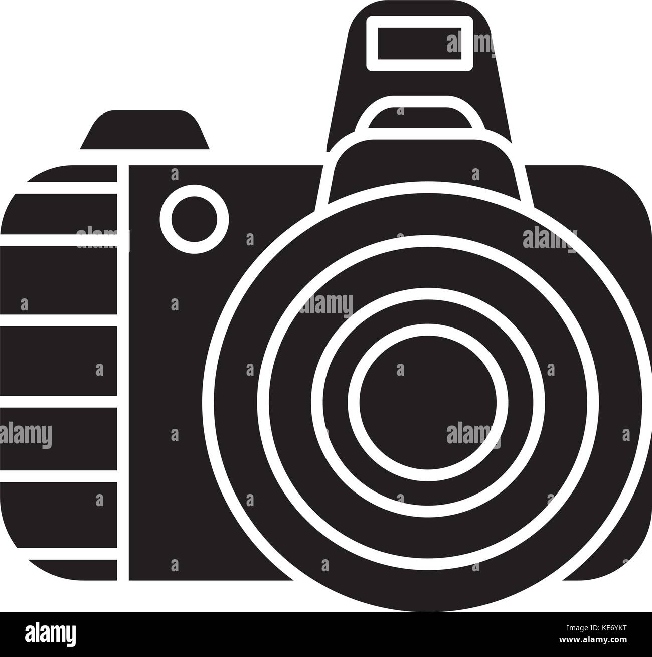 photo camera pro icon, vector illustration, black sign on isolated ...
