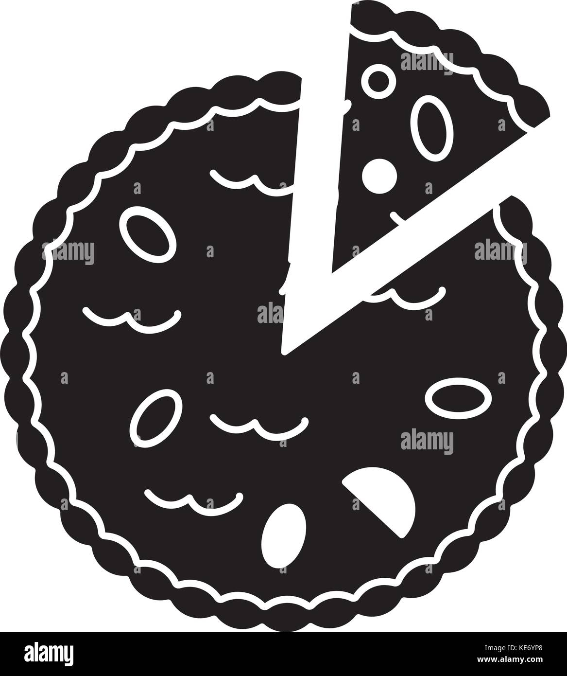 pie bakery icon, vector illustration, black sign on isolated background ...