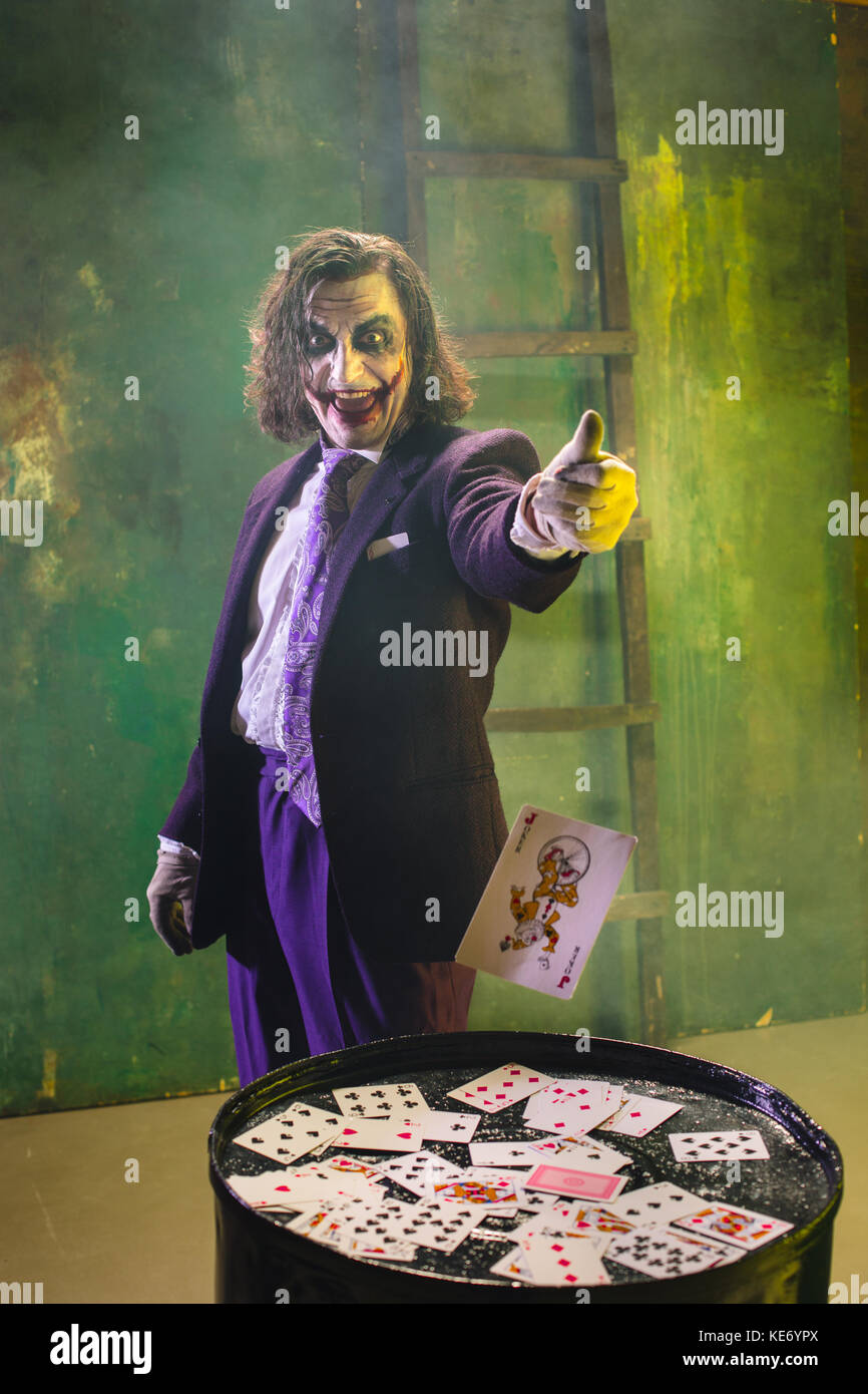 Bloody Halloween theme: crazy maniak face Stock Photo - Alamy