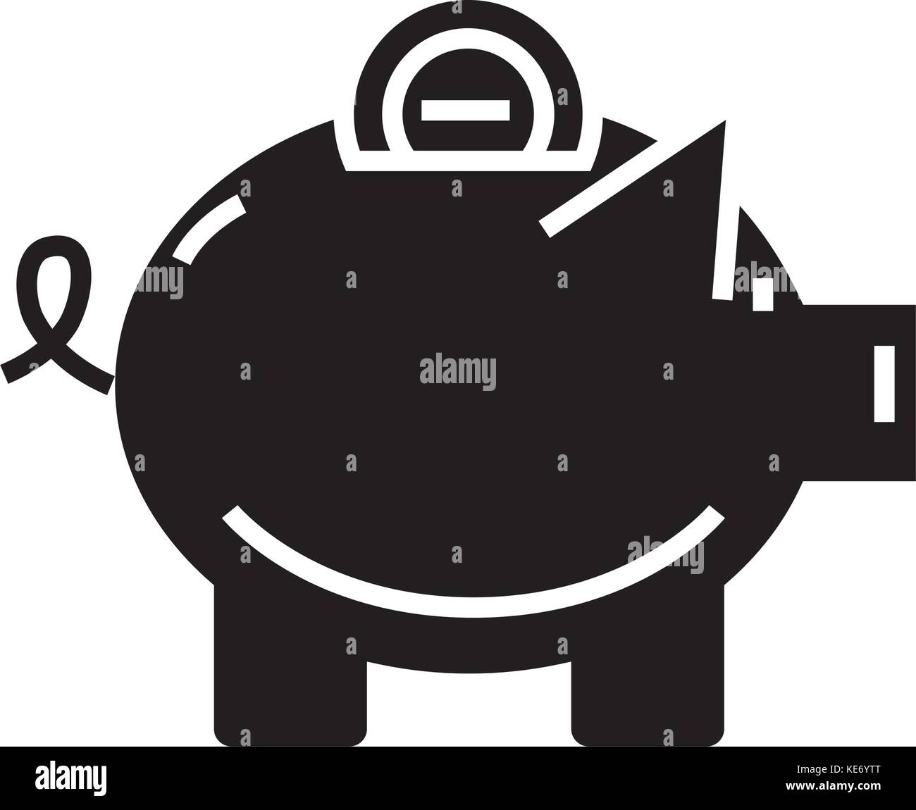piggy icon, vector illustration, black sign on isolated background ...