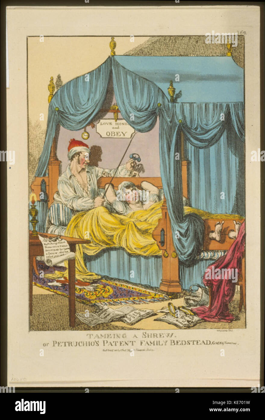 An illustration from the Shakespearean play 'The Taming of the Shrew ...