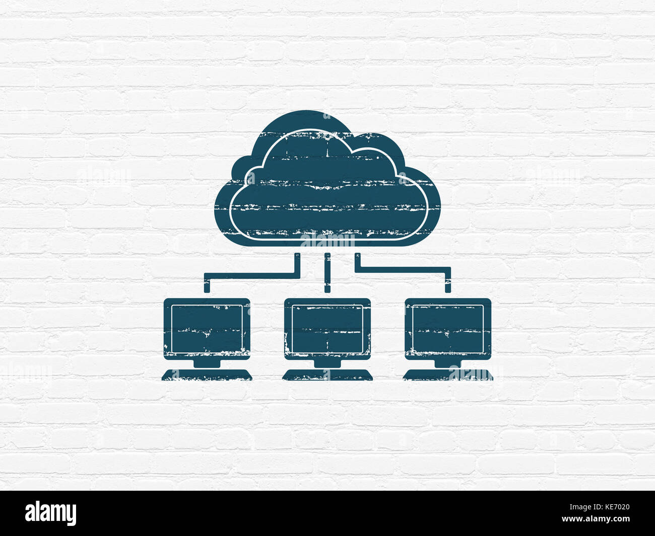 Cloud computing concept: Cloud Network on wall background Stock Photo ...