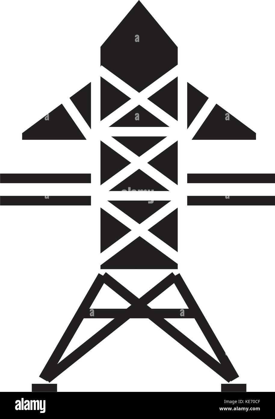 power line icon, vector illustration, black sign on isolated background ...