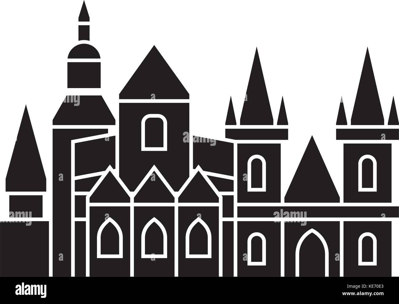 prague icon, vector illustration, black sign on isolated background ...