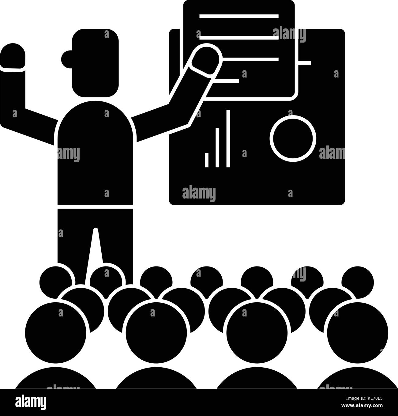 presentation - meeting - lecture icon, vector illustration, black sign ...