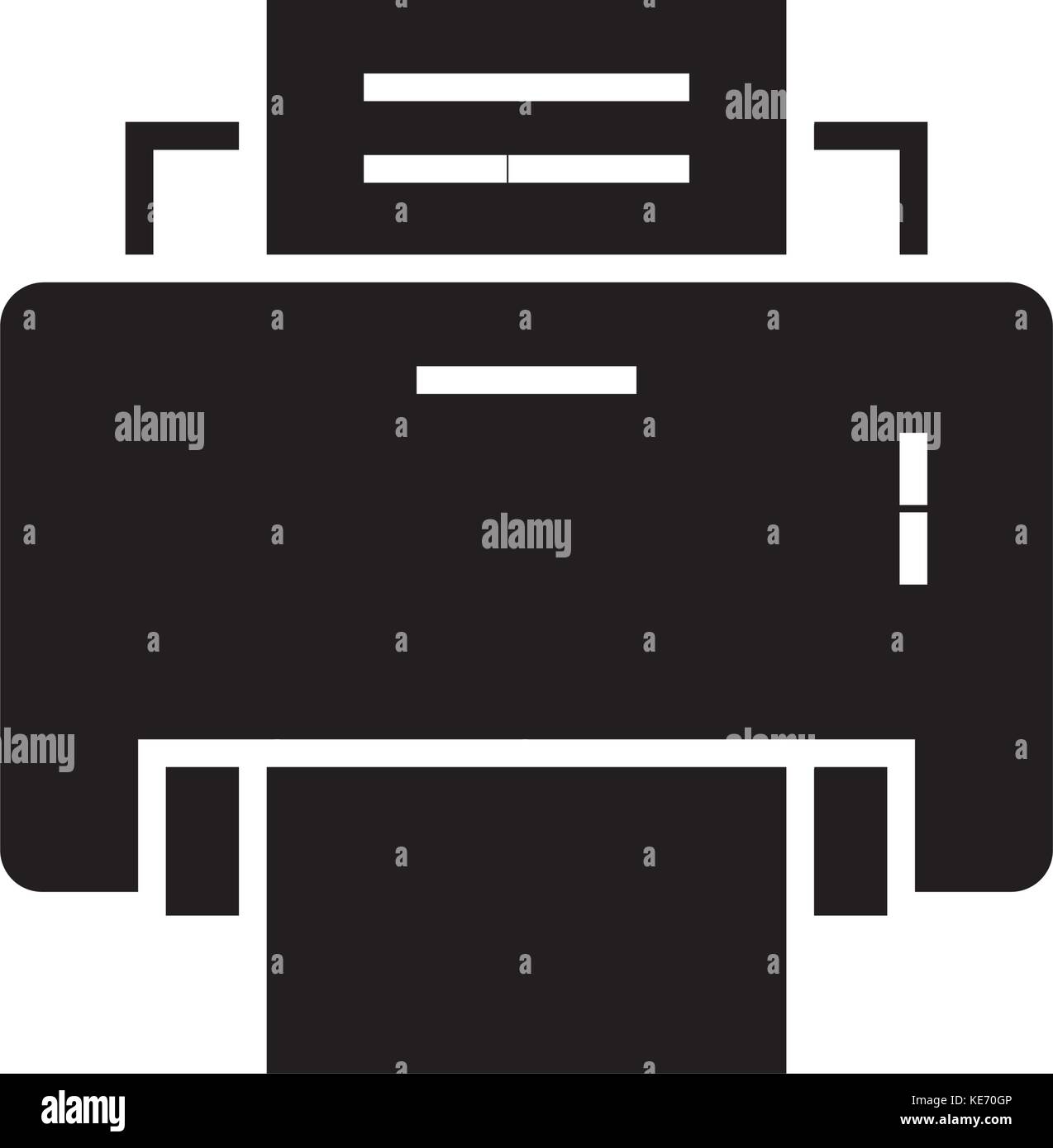 printer icon, vector illustration, black sign on isolated background ...