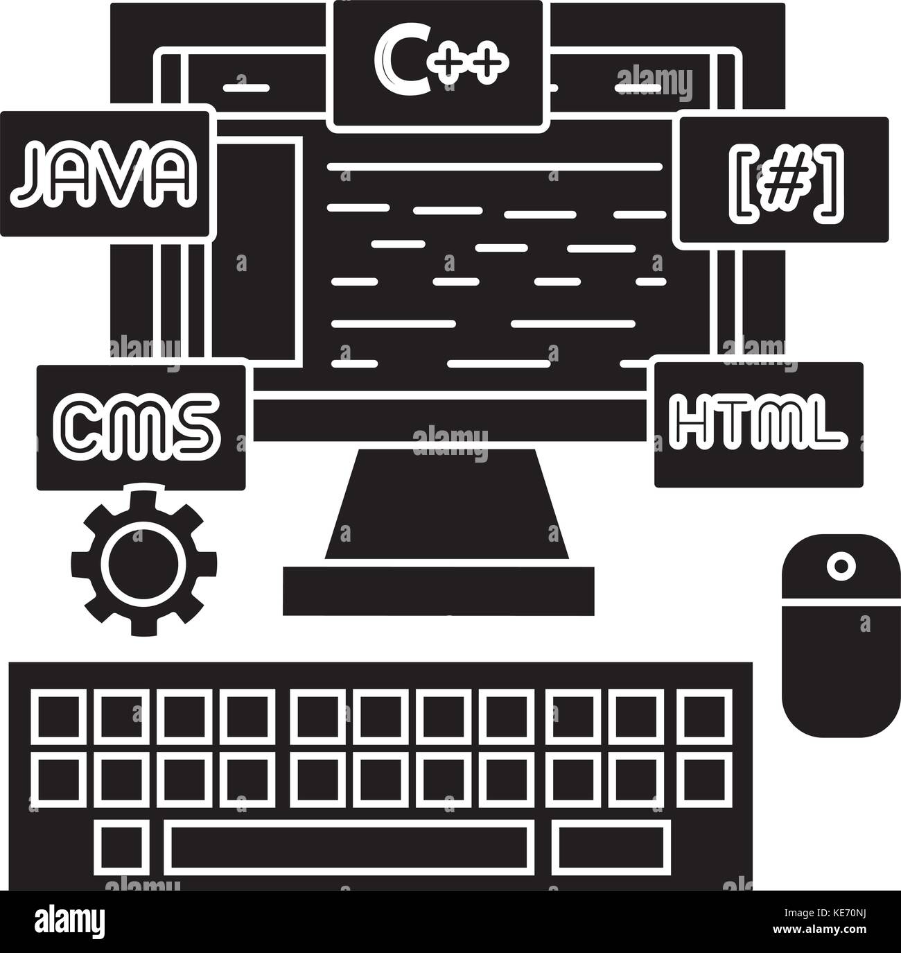 programming - coding - wed developer icon, vector illustration, black ...