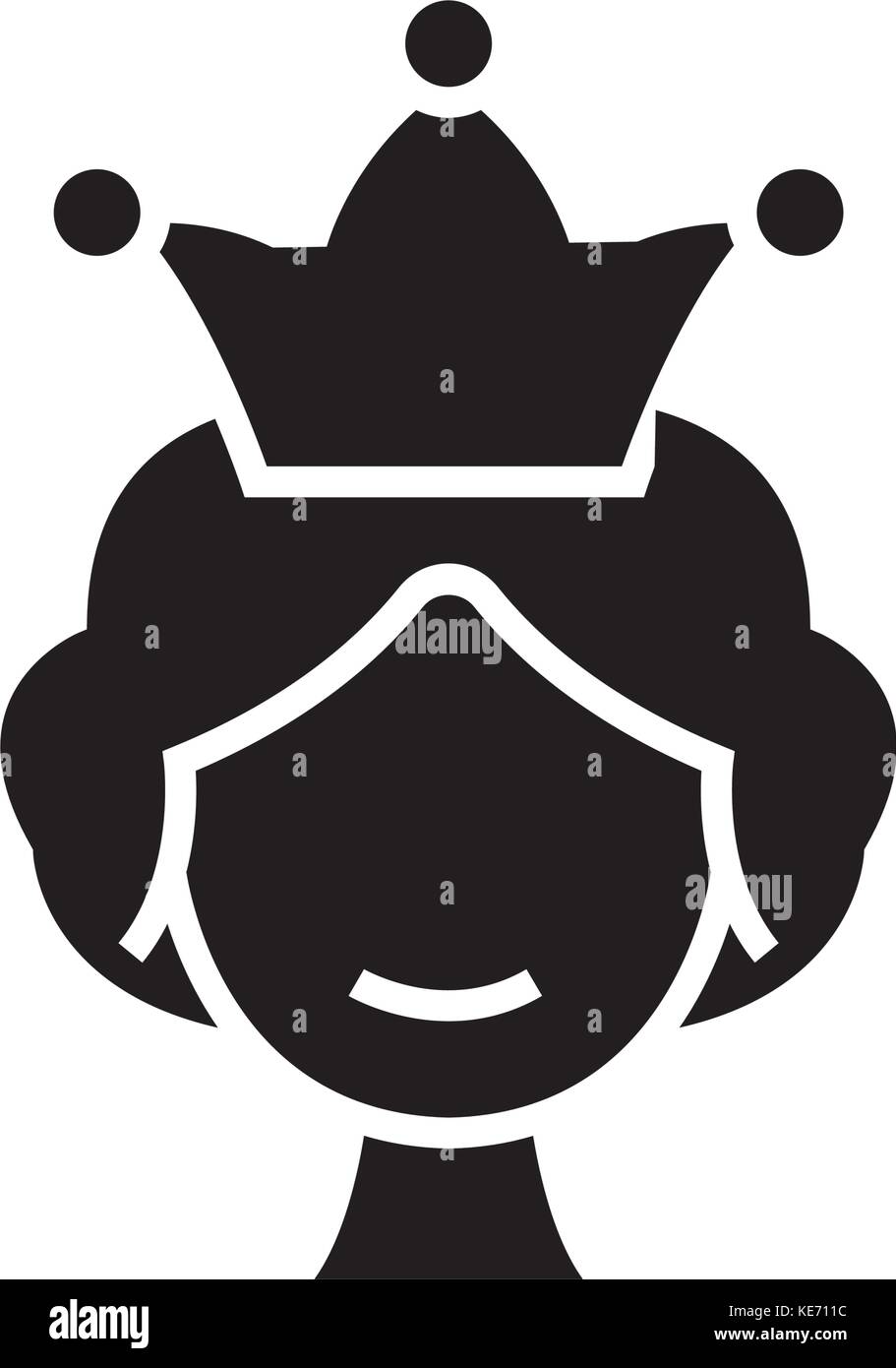 queen icon, vector illustration, black sign on isolated background ...