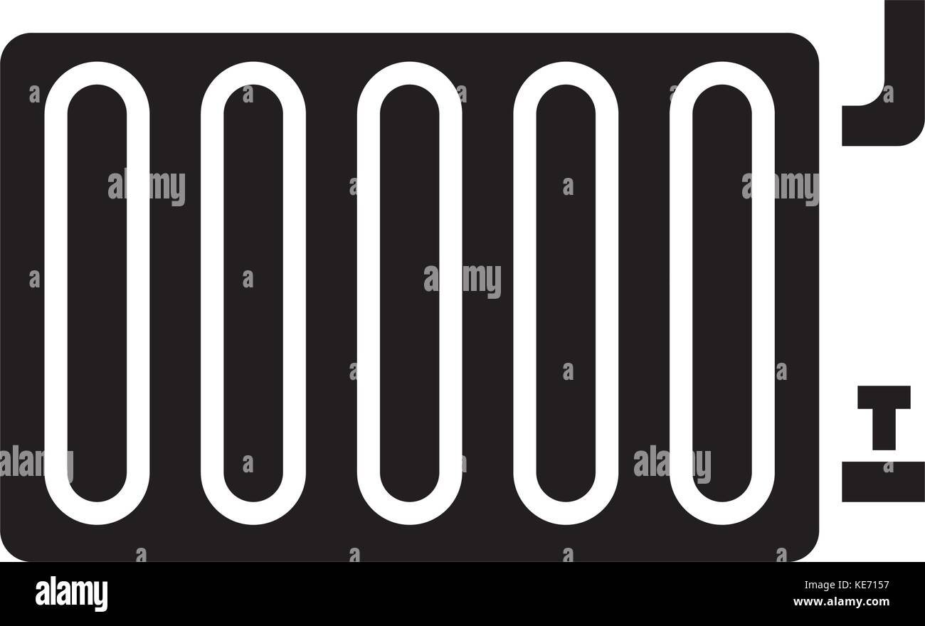 radiator steel panel icon, vector illustration, black sign on isolated ...
