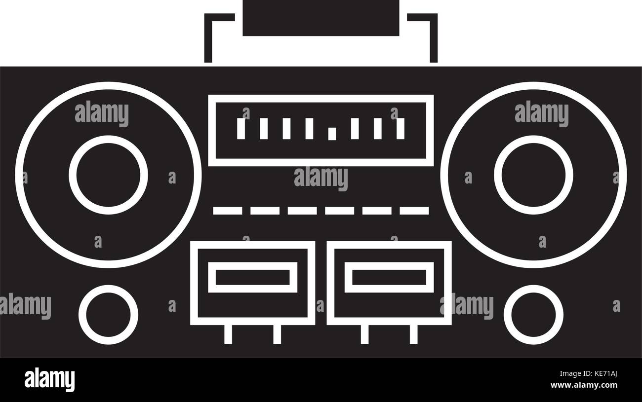 record player - tape recorder icon, vector illustration, black sign on ...