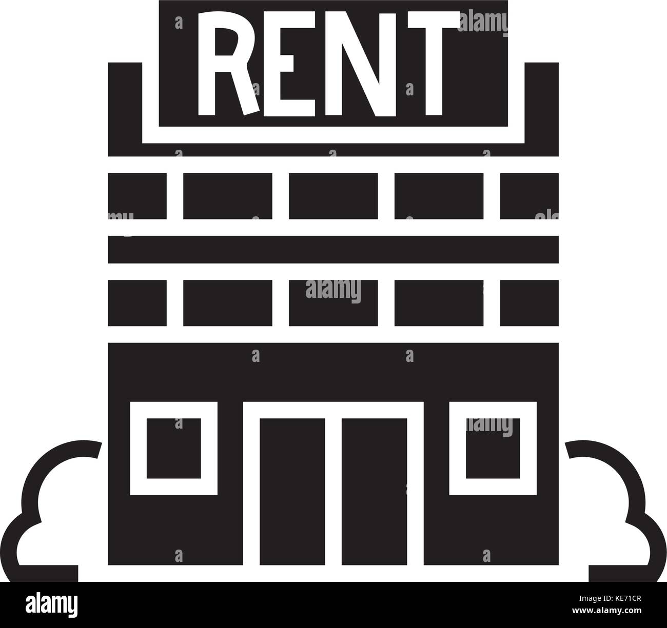 rent - real estate icon, vector illustration, black sign on isolated ...
