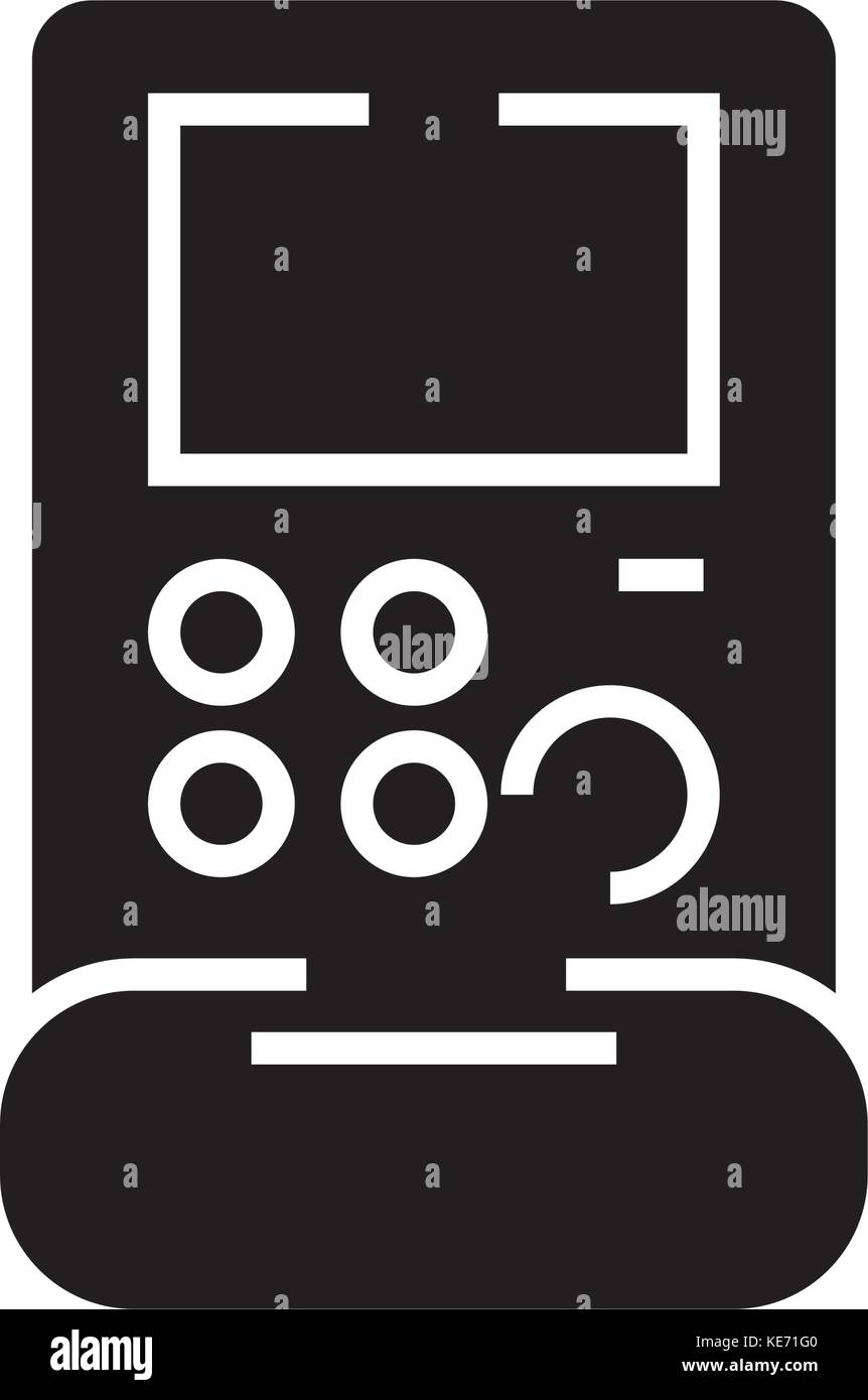 retro game console icon, vector illustration, black sign on isolated ...