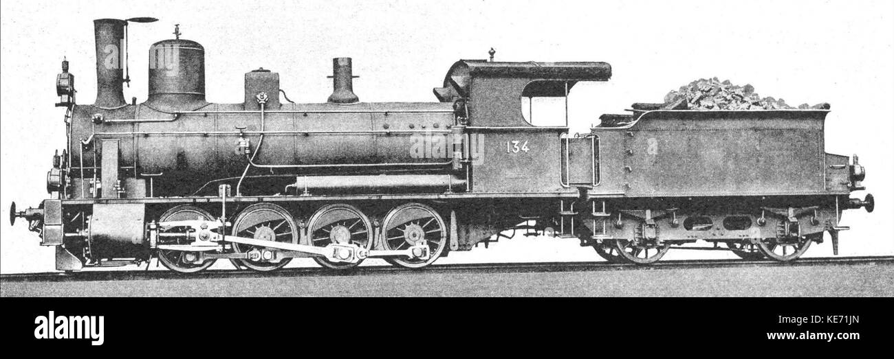 A historical photograph of British steam locomotive GB D 4 4 134 ...
