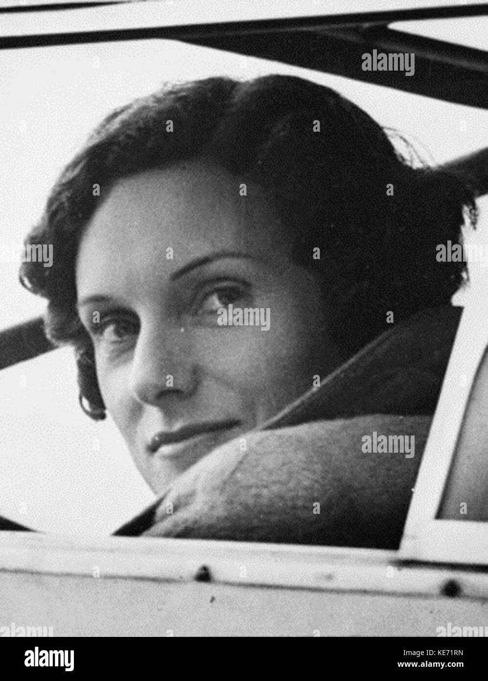 This photograph shows Jean Batten, a pioneering New Zealand aviator, in ...