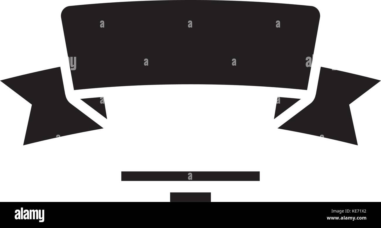 ribbons 2 corners round icon, vector illustration, black sign on ...