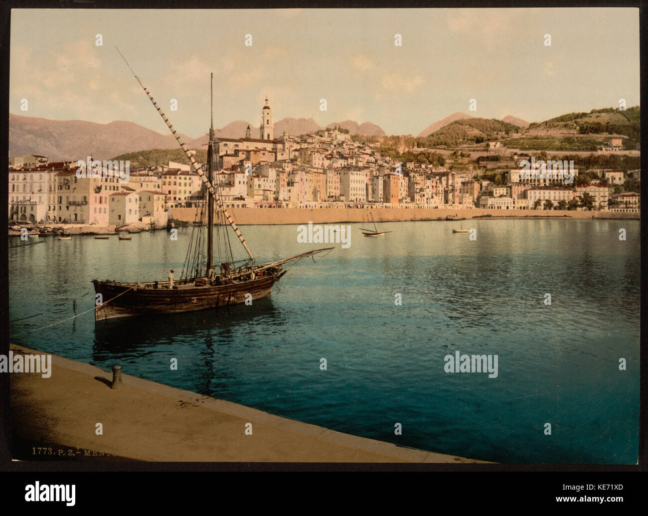 The harbor and old town, Mentone, Riviera LCCN2001699297 Stock Photo ...