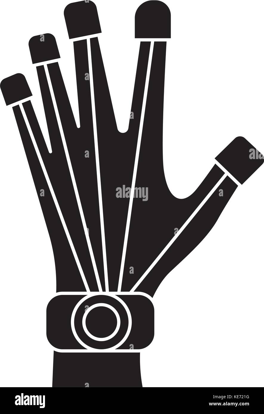 robot hand icon, vector illustration, black sign on isolated background ...