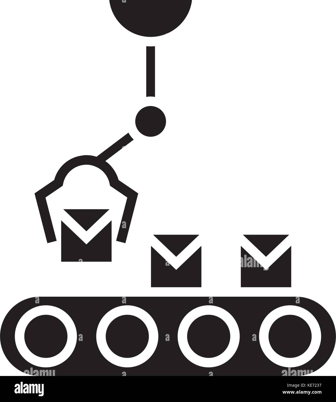 robotic line icon, vector illustration, black sign on isolated ...