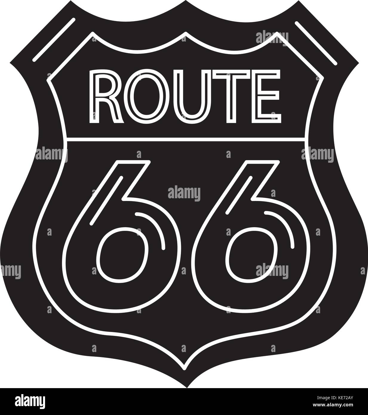route sign 66- shield icon, vector illustration, black sign on isolated ...