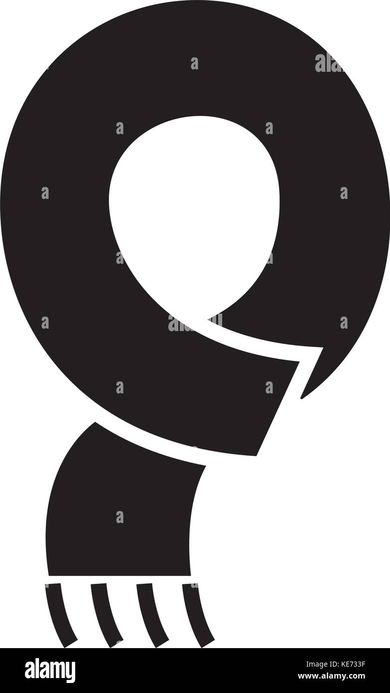 scarf icon, vector illustration, black sign on isolated background ...