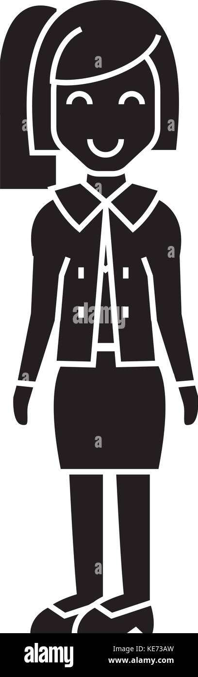 secretary - office woman - assistance icon, vector illustration, black ...