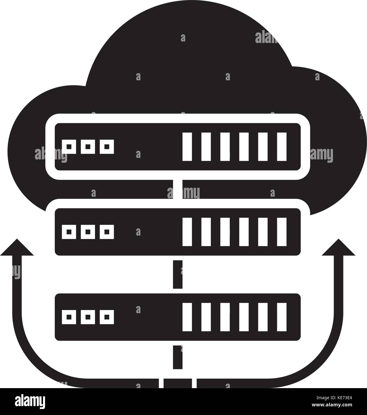 servers network - cloud icon, vector illustration, black sign on ...