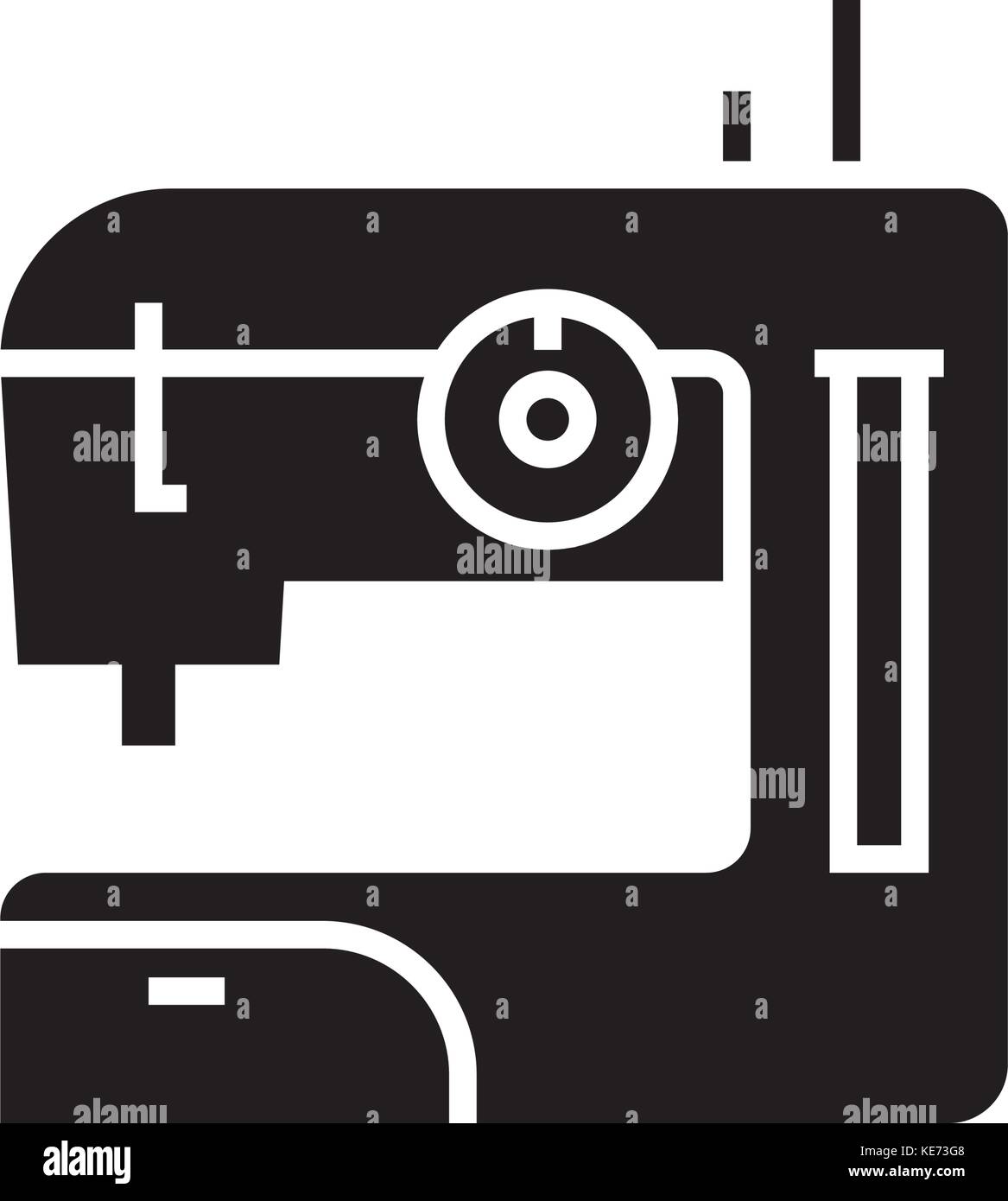 sewing machine icon, vector illustration, black sign on isolated ...