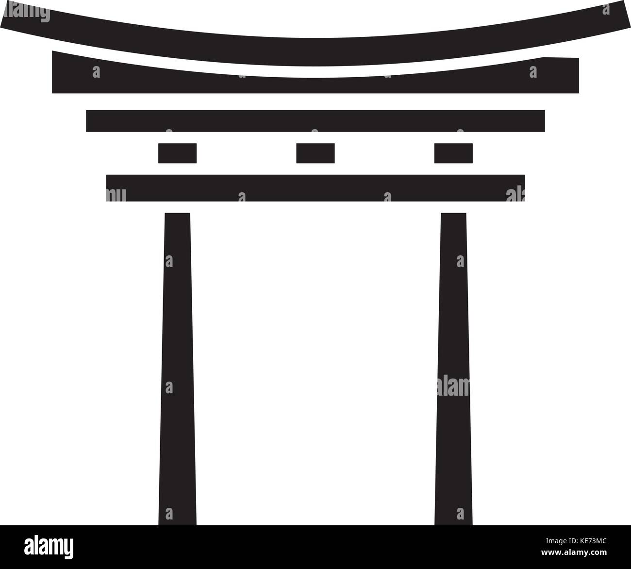 shinto icon, vector illustration, black sign on isolated background ...