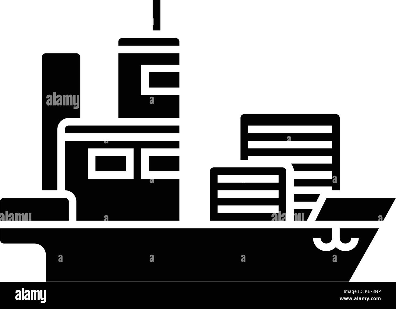 ship cargo container icon, vector illustration, black sign on isolated ...