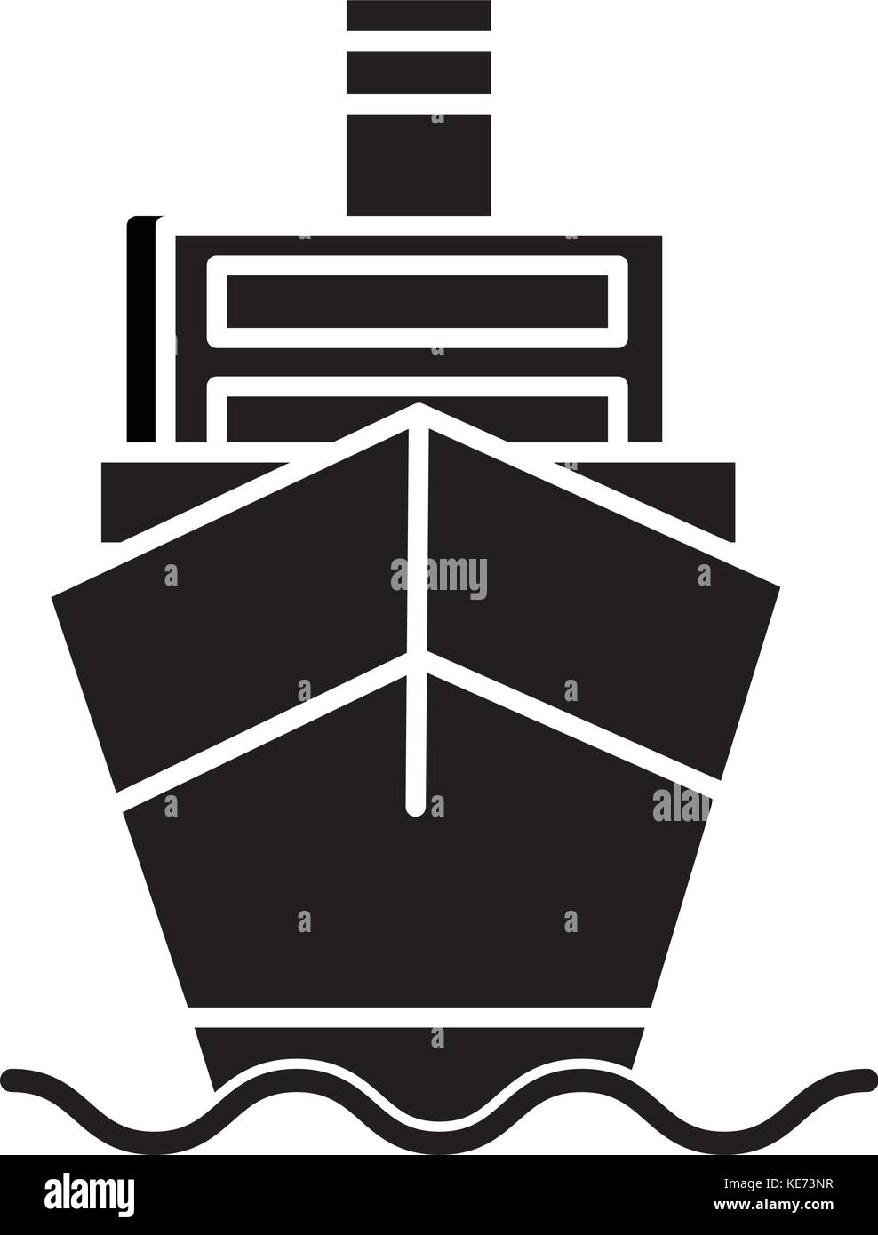 ship cargo front view logistics icon, vector illustration, black sign ...