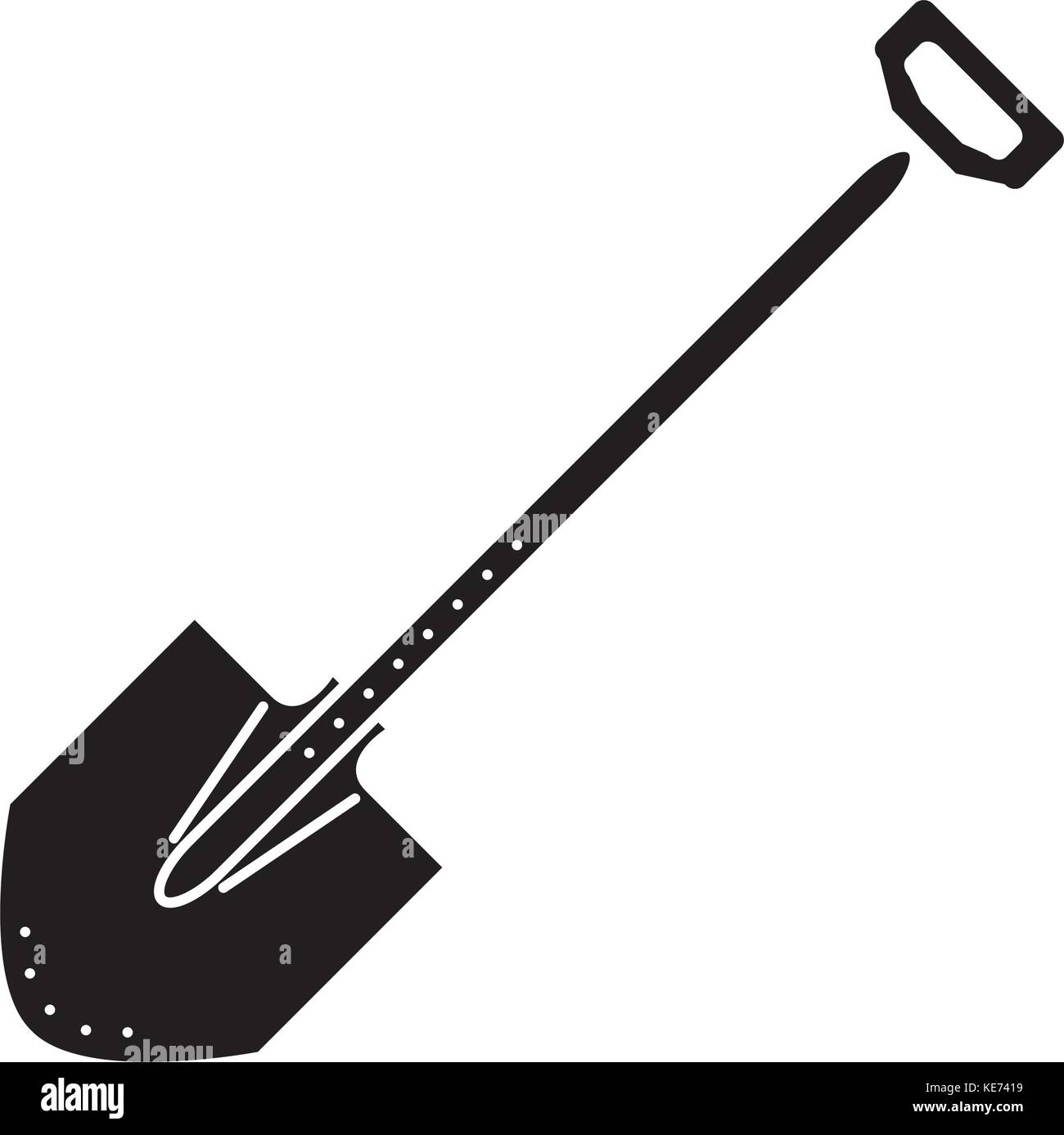 shovel icon, vector illustration, black sign on isolated background ...