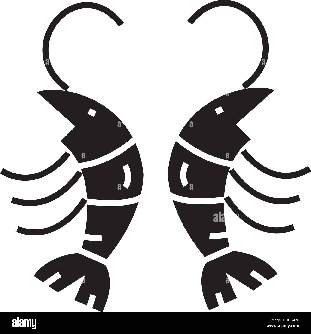 shrimp icon, vector illustration, black sign on isolated background ...