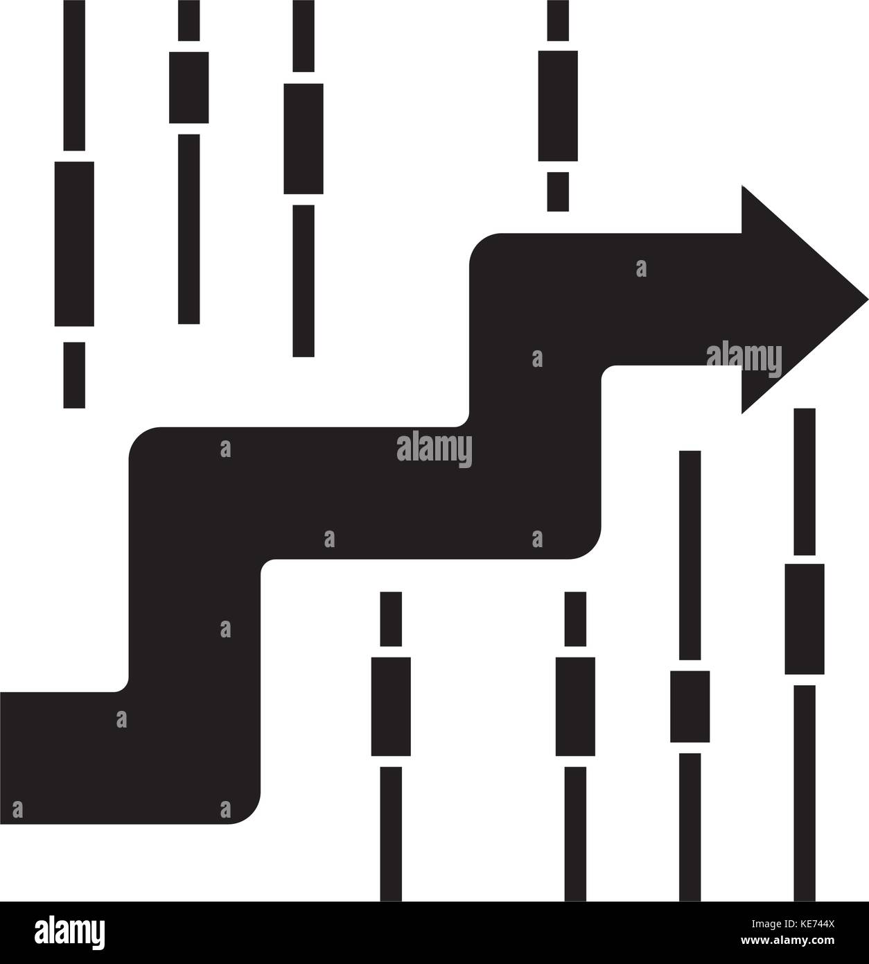 sideways - finance analysis icon, vector illustration, black sign on ...